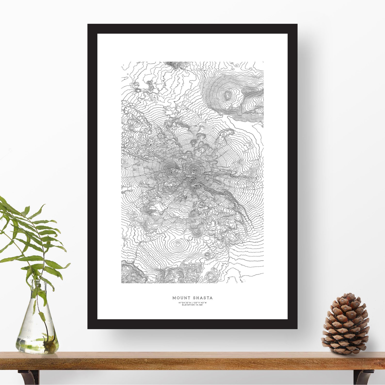 Mount Shasta, California | Topographic Print, Contour Map, Map Art ...