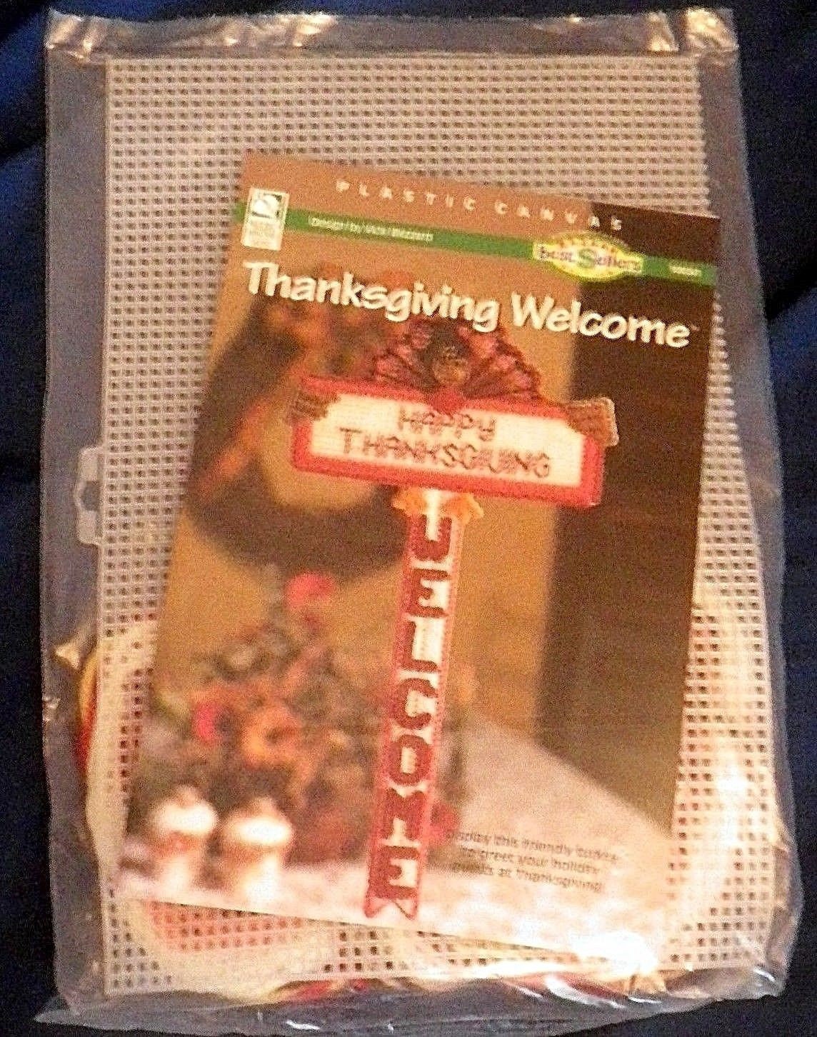 New Happy Thanksgiving Welcome Plastic Canvas Kit Turkey Sign House of ...