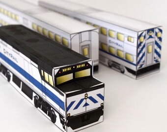 Metro Commuter Model Set Paper Craft Train Chicago Illinois
