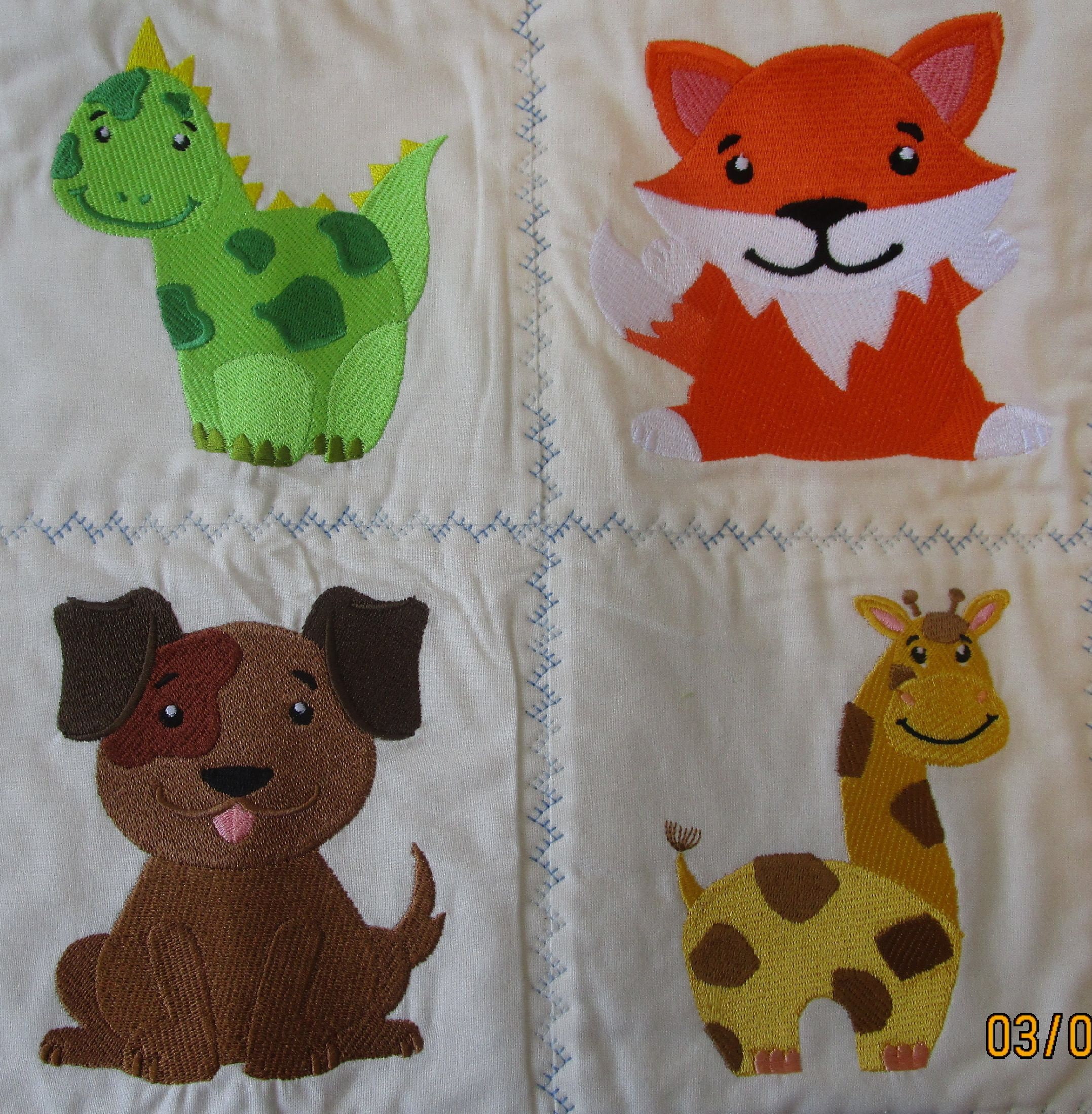 Playful Pals Machine Embroidered Baby Quilt, Crib Quilt, Baby Blanket ...
