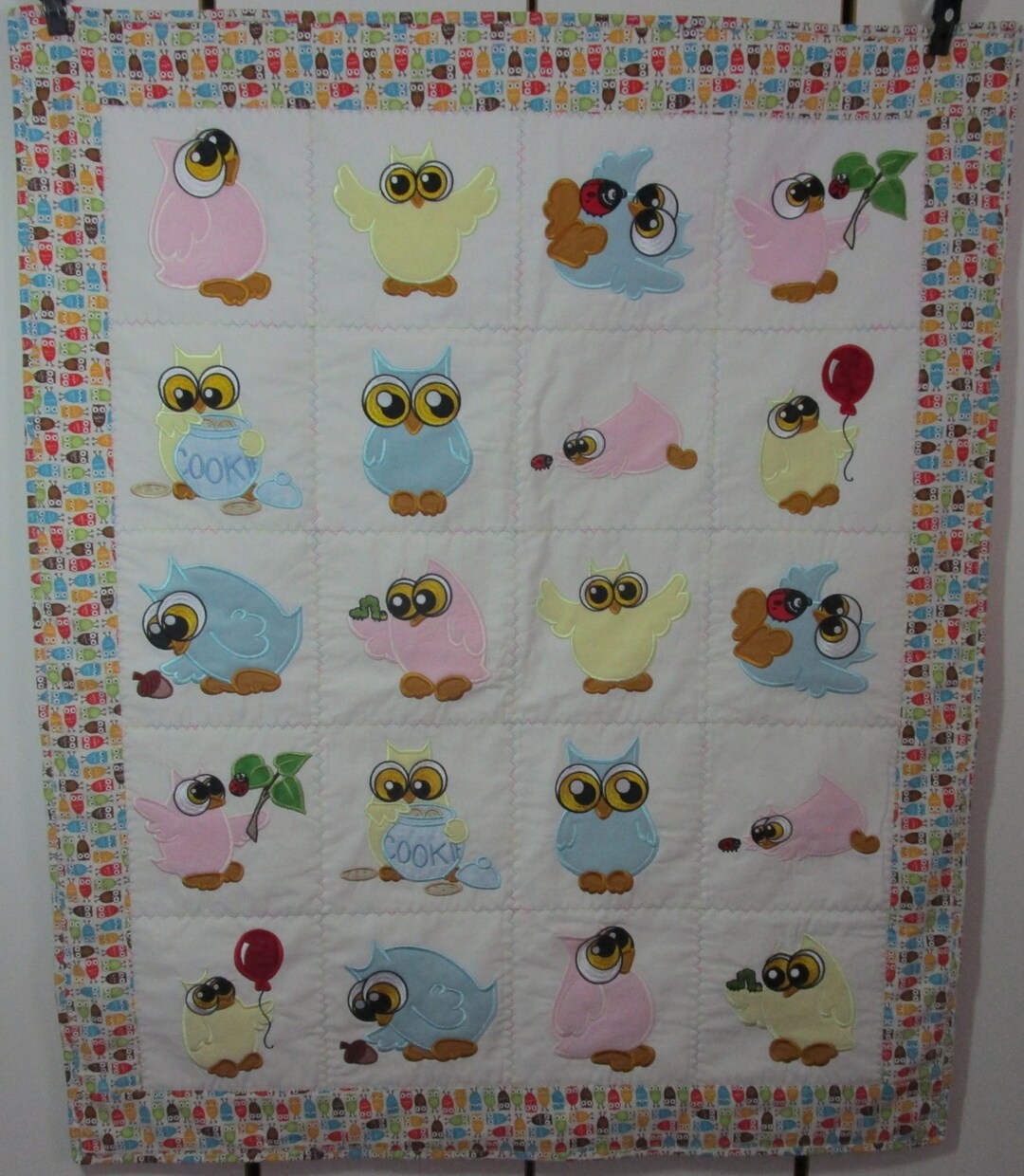 Baby Owls Machine Embroidered Baby Quilt, Baby Owls, Crib Quilt, Baby ...