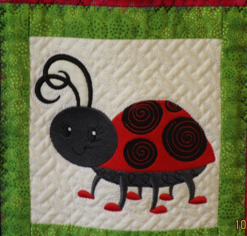 Doodle Bugs Machine Embroidered Baby Quilt, Baby Quilt, Doodle Bugs ...