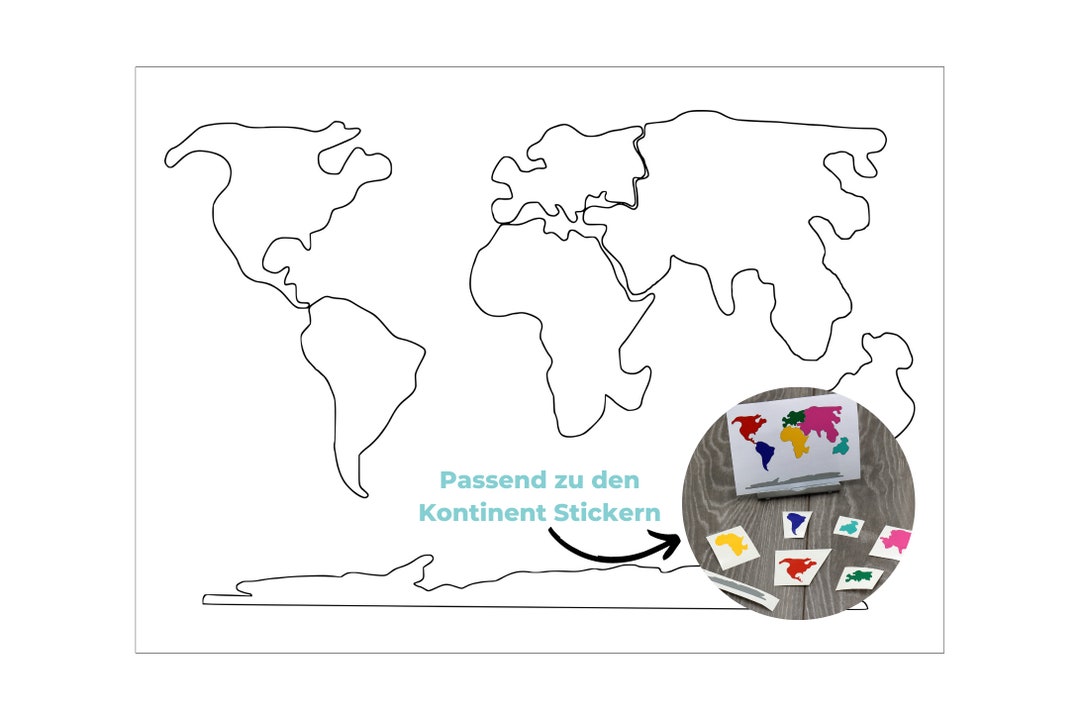 SVG and PDF Download World Map Kids Edition for Matching Continent ...