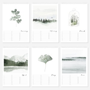 Perpetual Birthday Calendar, Watercolor Nature Calendar, Minimalist ...