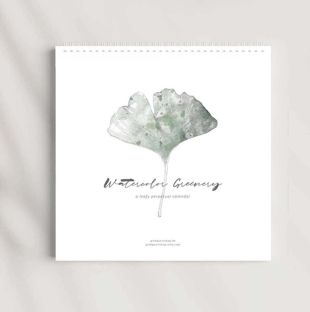Watercolor Greenery Perpetual Calendar – Green Leaves Perpetual ...