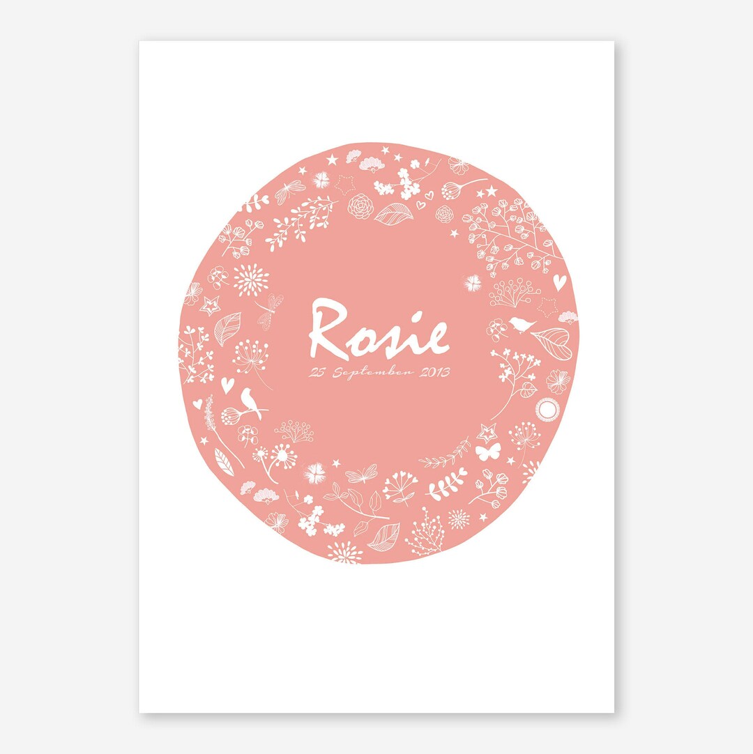 Personalized Name Print, Custom Birth Print, Baby Shower Gift, Name ...
