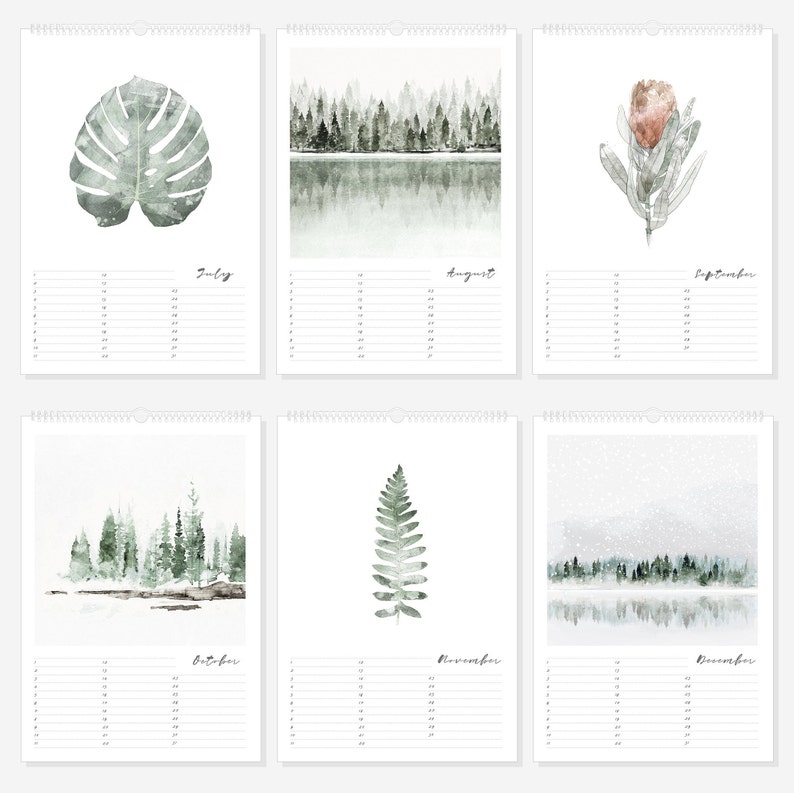 Perpetual Birthday Calendar Watercolor Nature Calendar - Etsy