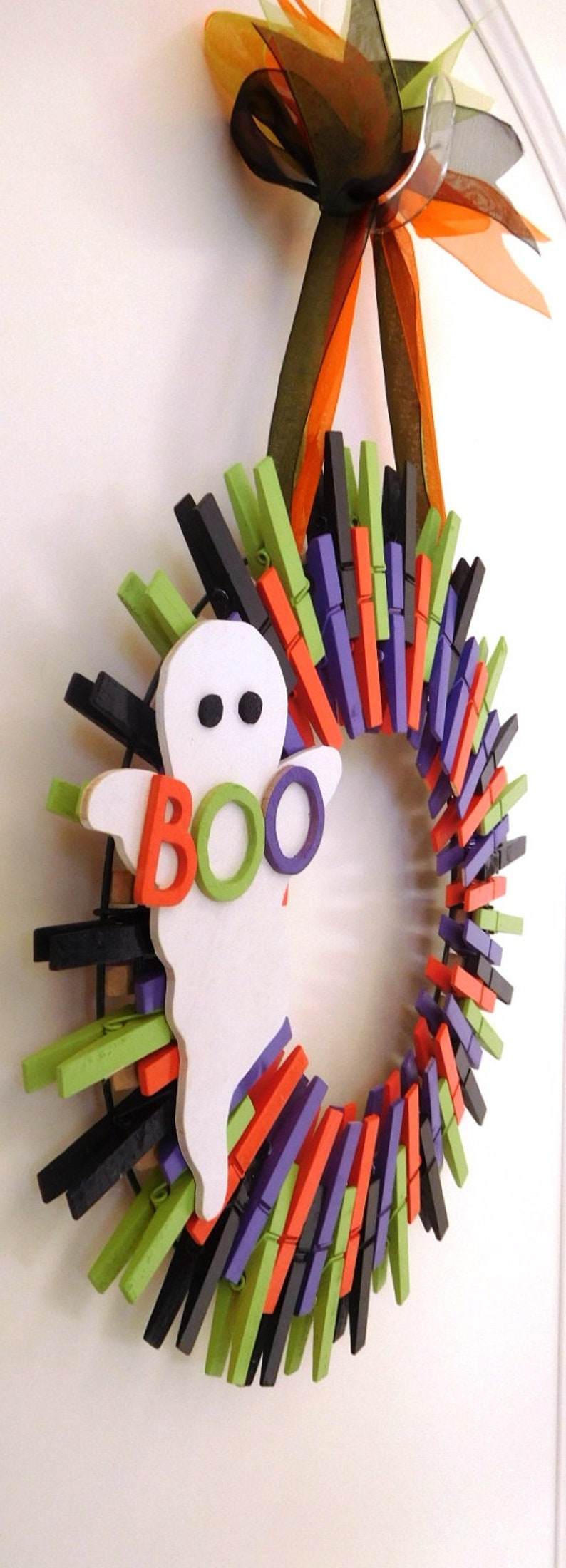 Halloween Front Door Wreath, Halloween BOO Wreath, Halloween Ghost ...