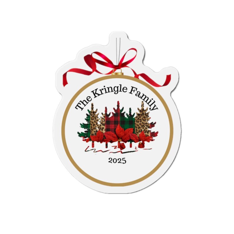 Plaid Trees and Ribbon Ornament 2025 Die-cut Magnet - Etsy