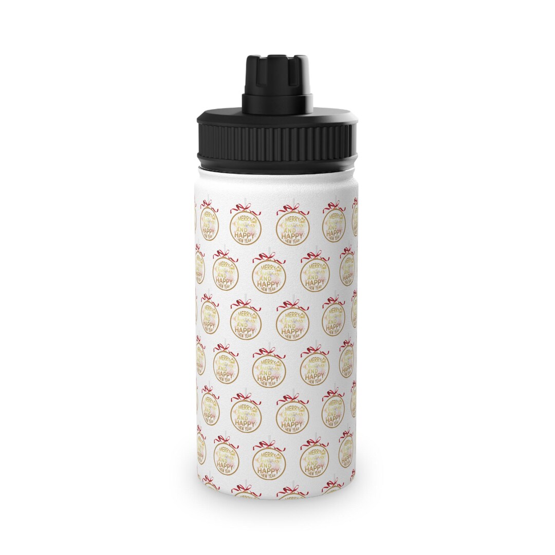 Merry Christmas Pattern Water Bottle | Stainless Steel Sports Lid - Etsy