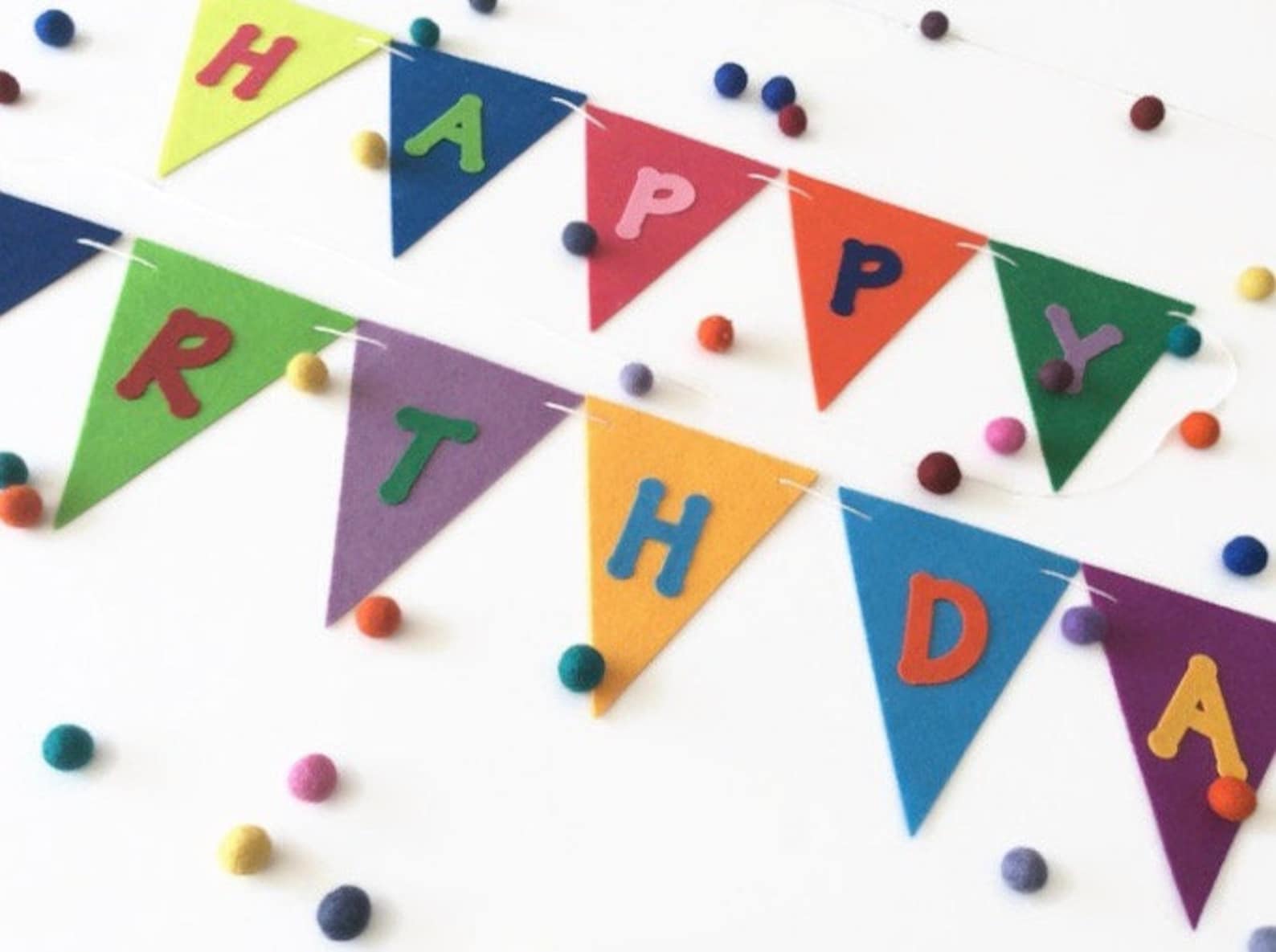Happy Birthday Felt Banner Garland Decoration Chose Your - Etsy