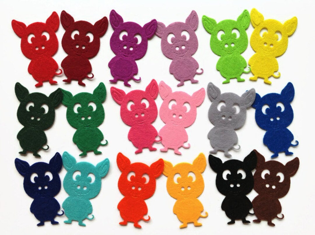 Felt Pig Die Cut, Cute Pig Applique for Sewing and Craft Projects in ...