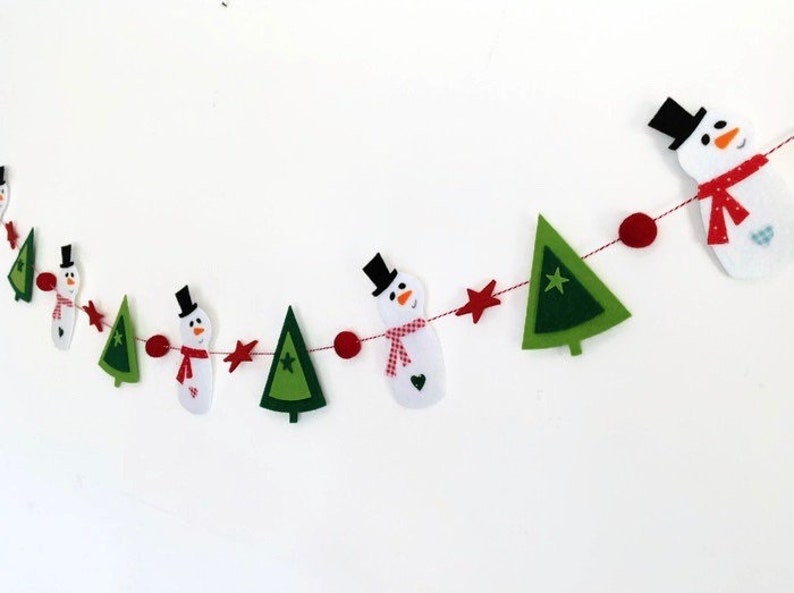Snowman and Christmas Tree Garland Banner Winter Wonderland | Etsy