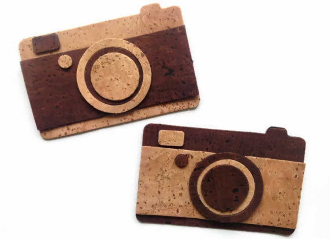 Photo Camera Die Cut, Fully Assembled Cork Fabric Camera Applique for ...
