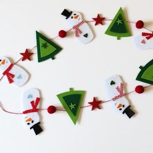 Snowman and Christmas Tree Garland Banner, Winter Wonderland, Handmade ...