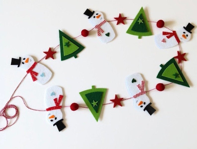 Snowman and Christmas Tree Garland Banner Winter Wonderland | Etsy
