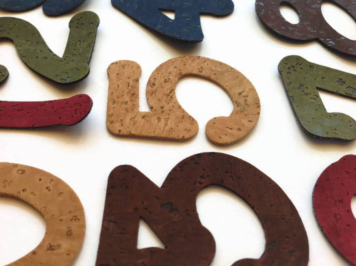 Cork Fabric Sew on Numbers, Cork Die Cut Applique Numbers for DIY ...