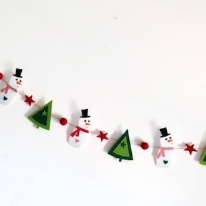 Snowman and Christmas Tree Garland Banner, Winter Wonderland, Handmade ...