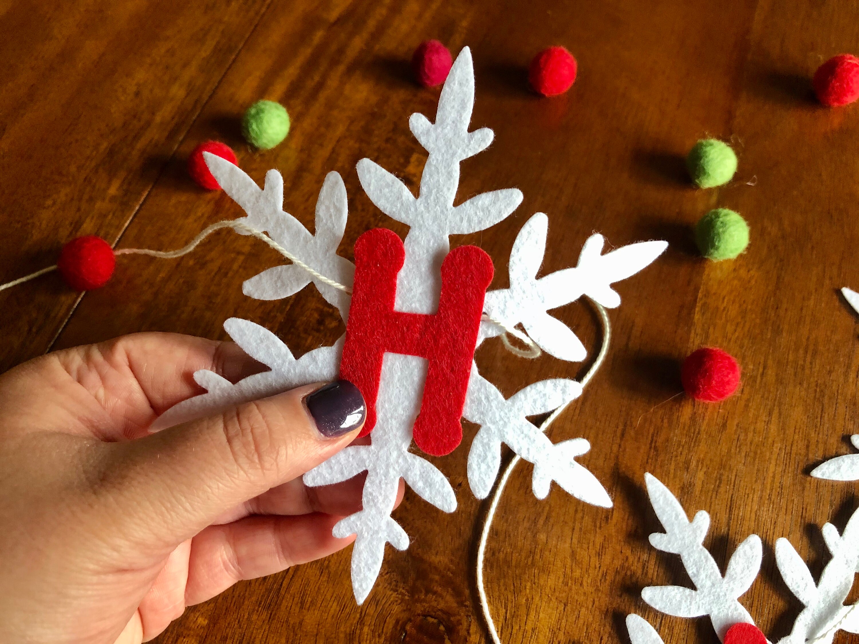 Happy Holidays Snowflake Banner, Felt Christmas Bunting, Christmas ...