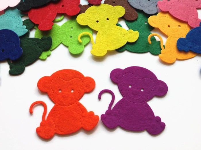 Felt Monkey Die Cut, Cute Monkey Shape Applique for Sewing and Craft ...
