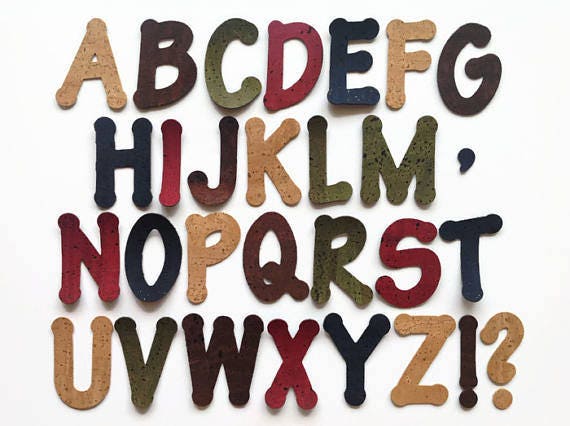 Großbuchstaben-Alphabet, gestanzte annähen Alphabet Set, Kork Stoff ...
