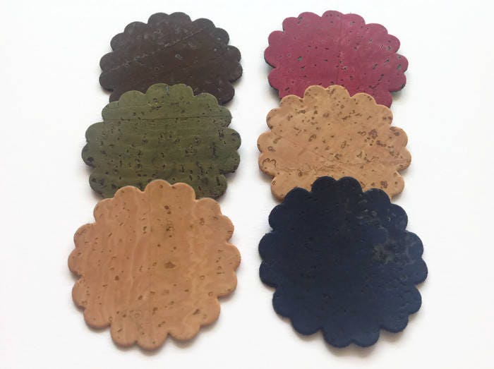 Cork Scalloped Circle Die Cut, Cork Fabric Decorative Applique for ...