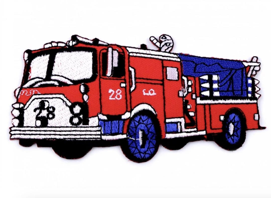 Iron on Fire Truck Patch, Large Embroidered Appliqué - Etsy