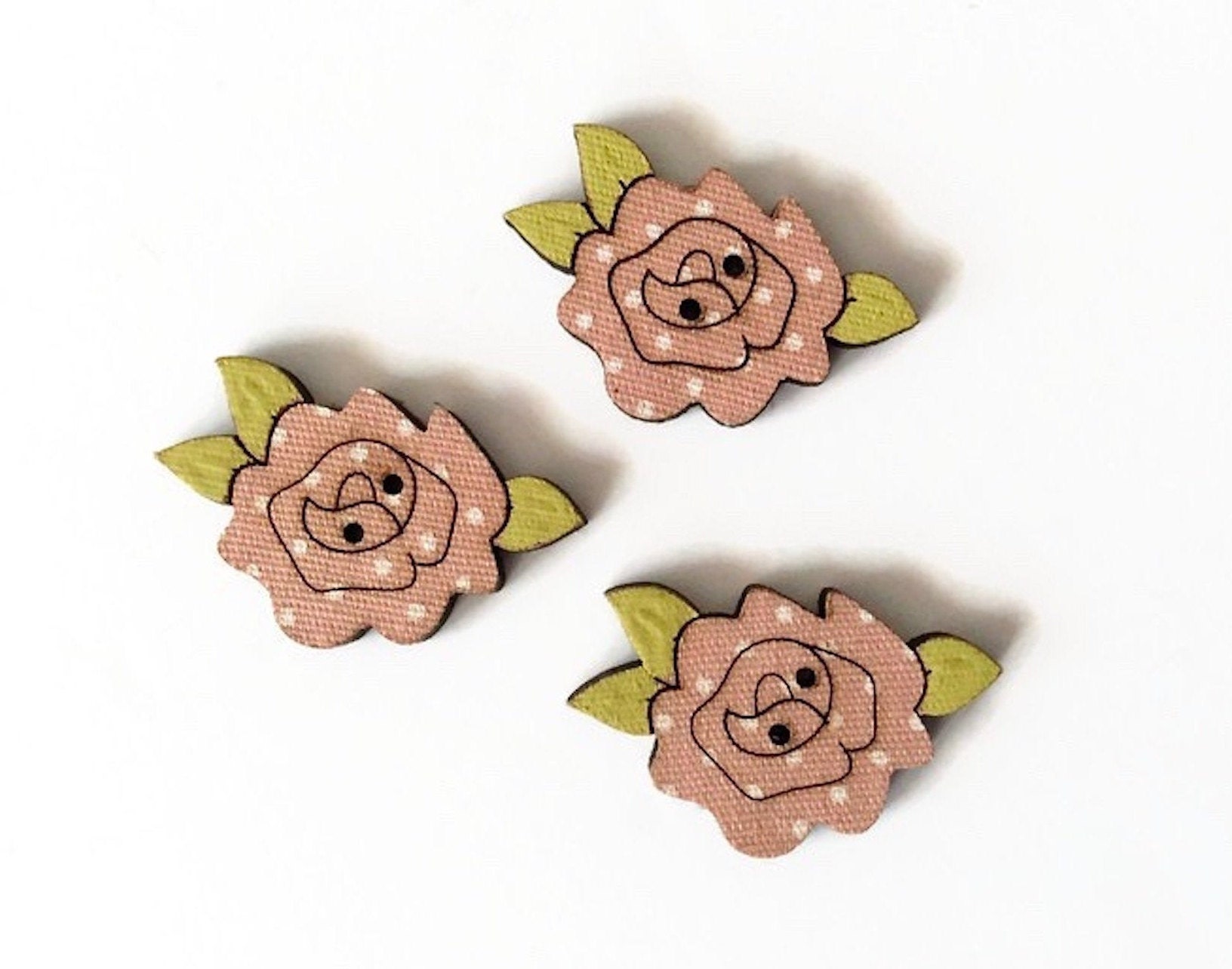 Pink Rose Buttons Flower Embellishments Floral Buttons Pack | Etsy