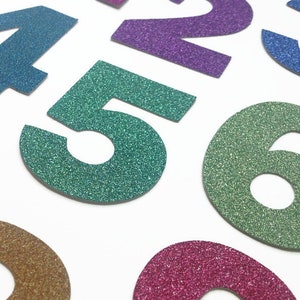 10 Inch Glitter Numbers, Extra Large Glittery Cardstock Paper Die Cut ...