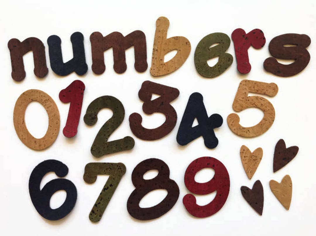 Set of 10 Cork Fabric Numbers, Cork Die Cut Applique Numbers for DIY ...