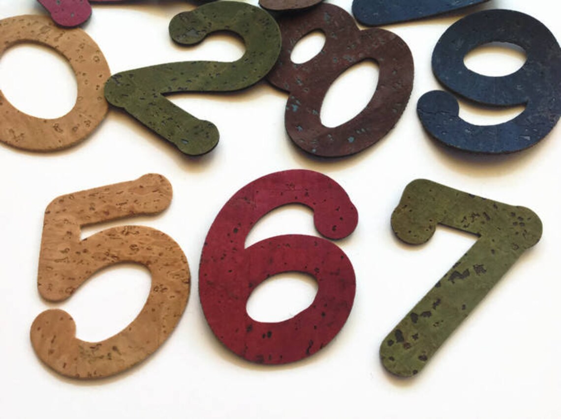 Cork Fabric Sew on Numbers, Cork Die Cut Applique Numbers for DIY ...