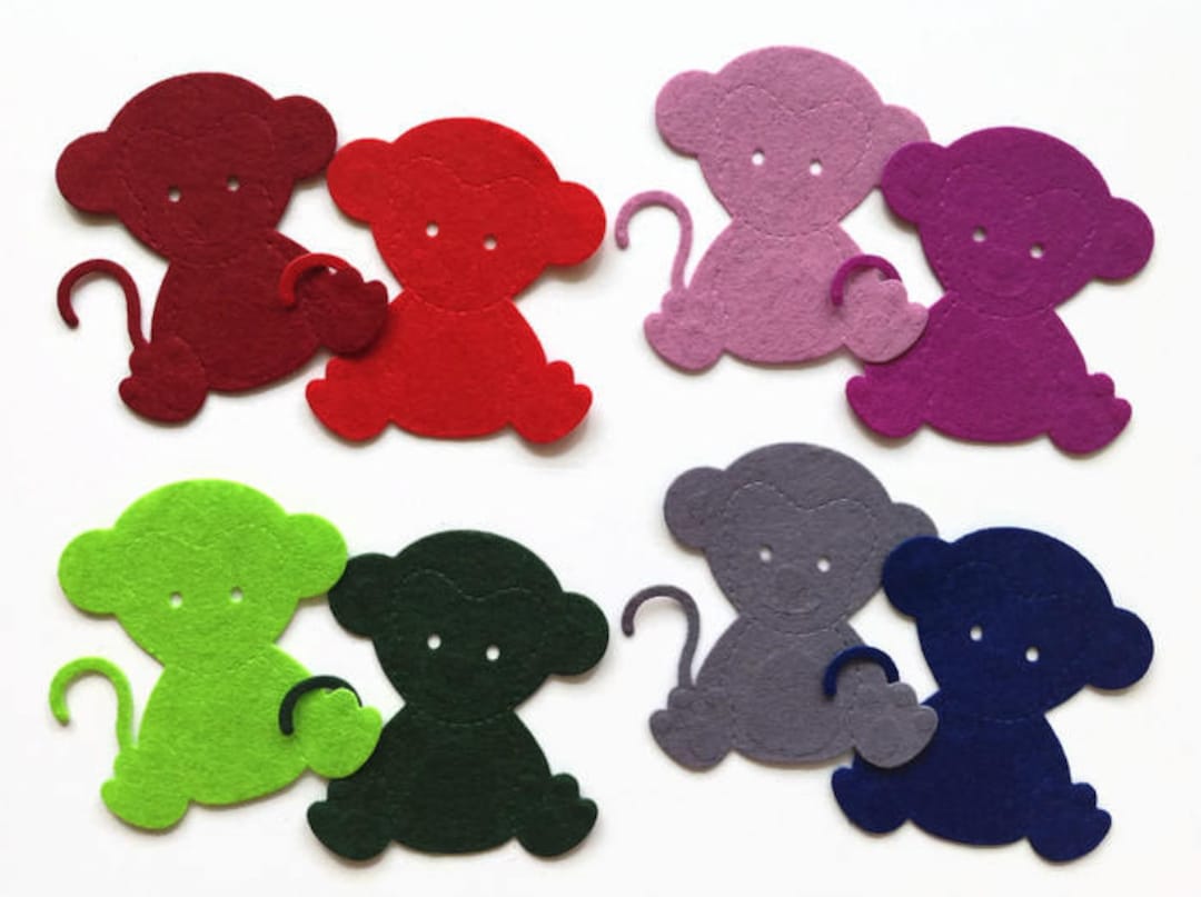 Felt Monkey Die Cut, Cute Monkey Shape Applique for Sewing and Craft ...