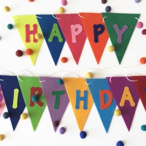 Happy Birthday Felt Banner Garland Decoration - Chose Your Colors ...