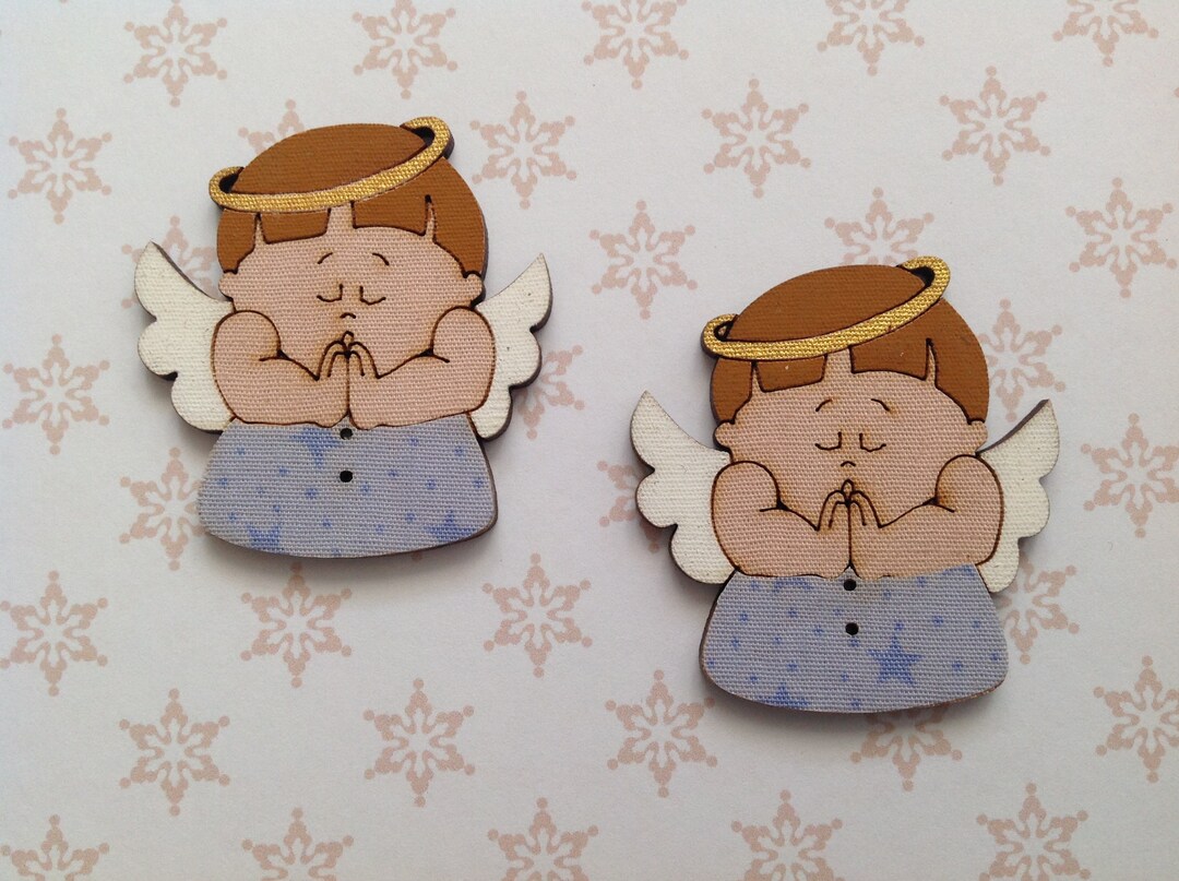 Angel Buttons, Large Wood Buttons, Christmas Nativity Decoration ...