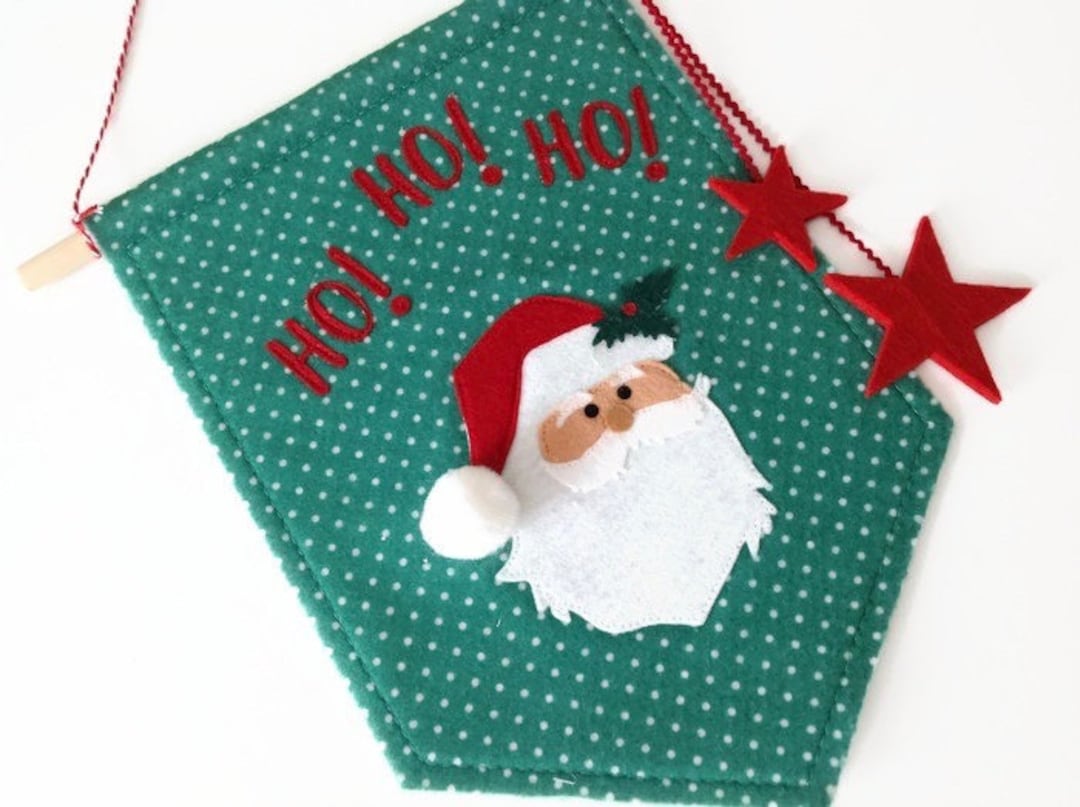 Santa Claus Felt Banner, Handmade Christmas Decoration, Santa Sign ...
