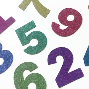 10 Inch Glitter Numbers, Extra Large Glittery Cardstock Paper Die Cut ...