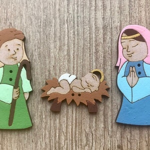 Large Nativity Buttons, Christmas Crafts, Mary, Joseph, Baby Jesus ...