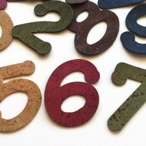 Set of 10 Cork Fabric Numbers, Cork Die Cut Applique Numbers for DIY ...