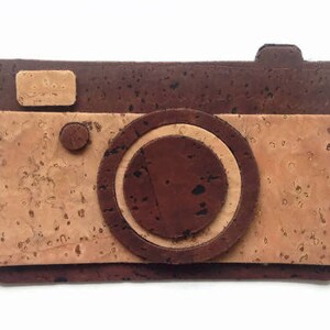 Photo Camera Die Cut, Fully Assembled Cork Fabric Camera Applique for ...