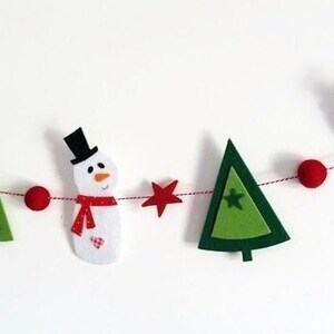 Snowman and Christmas Tree Garland Banner, Winter Wonderland, Handmade ...