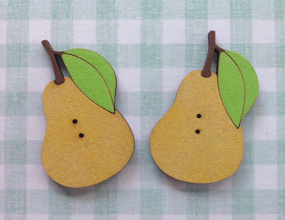 Pear Buttons, Large Wood Buttons, Food Crafts, Fruit Embellishment, Set ...