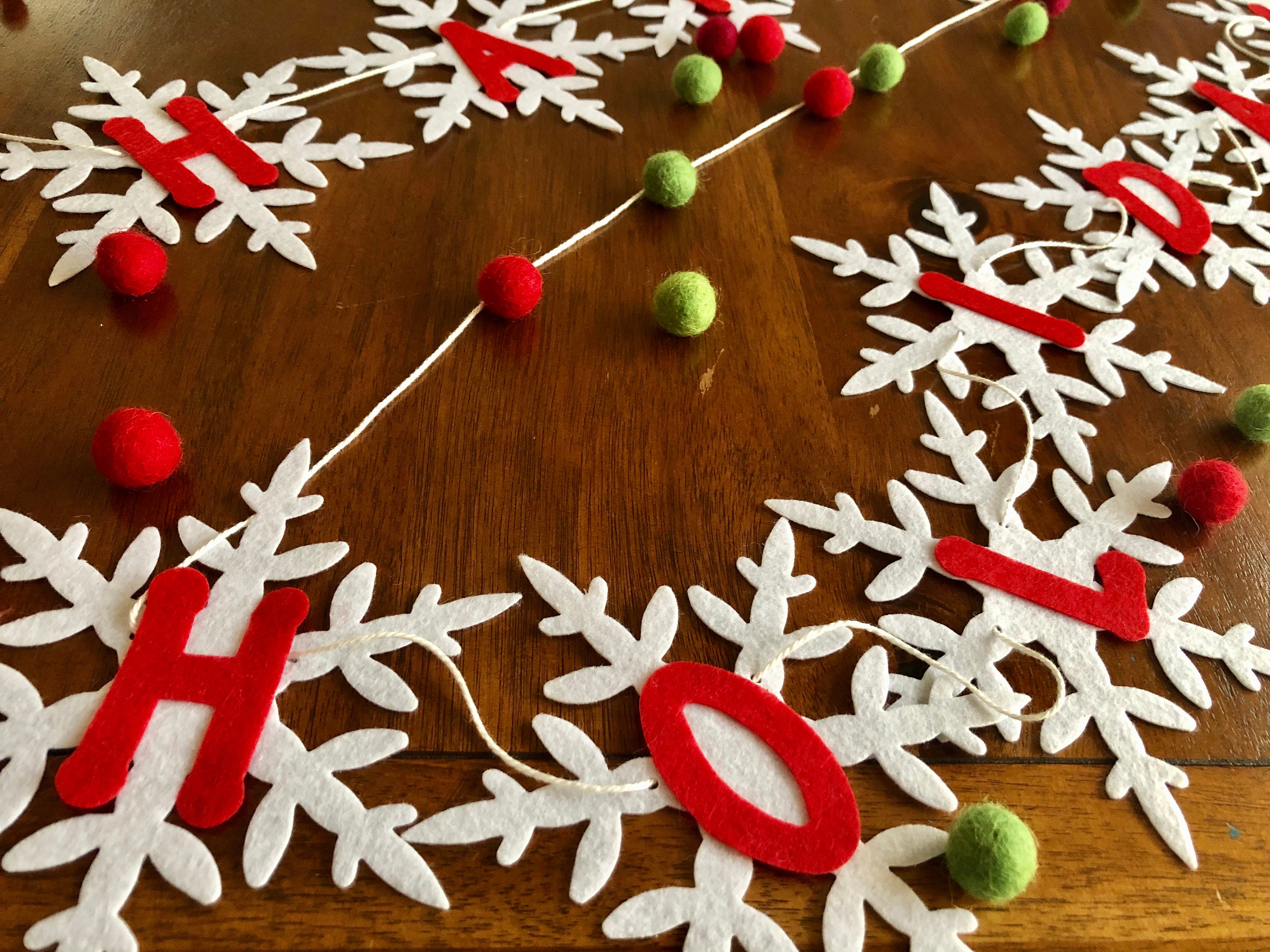 Happy Holidays Snowflake Banner, Felt Christmas Bunting, Christmas ...