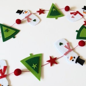 Snowman and Christmas Tree Garland Banner, Winter Wonderland, Handmade ...