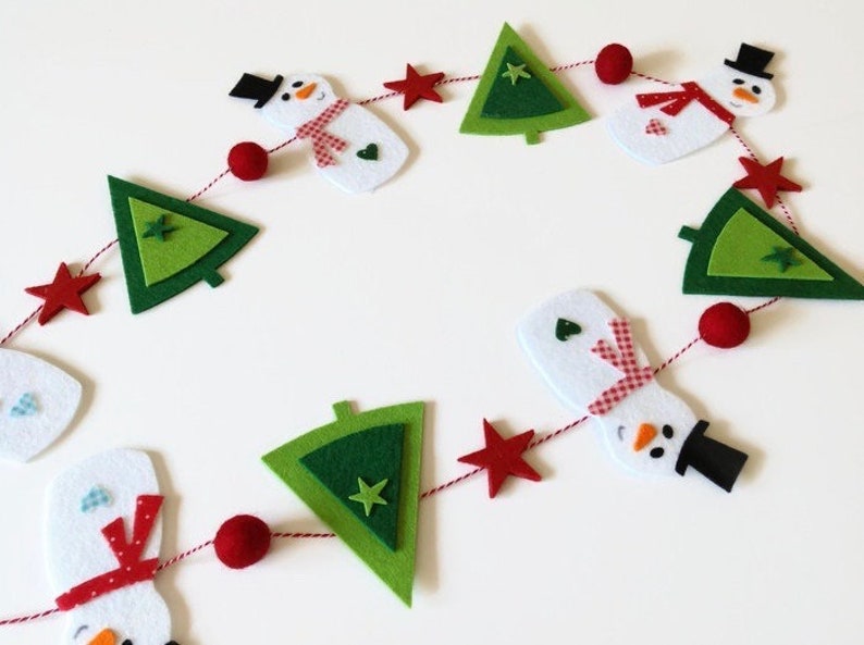 Snowman and Christmas Tree Garland Banner Winter Wonderland | Etsy
