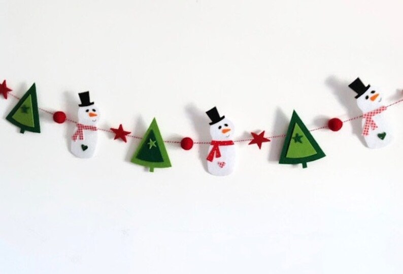 Snowman and Christmas Tree Garland Banner Winter Wonderland | Etsy