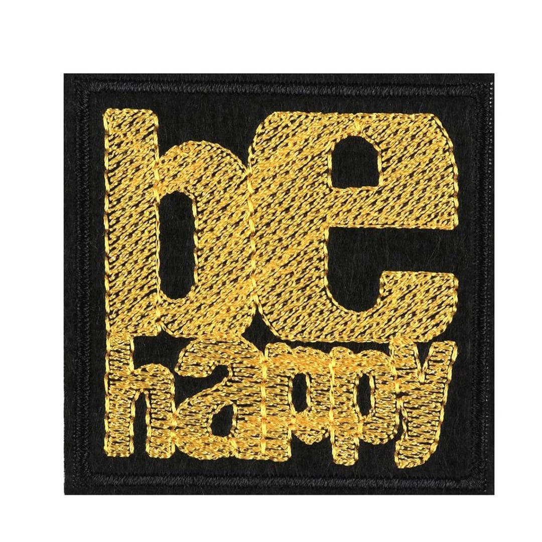 Iron on "be Happy" Patch, Embroidered Appliqué, Cool Patches - Etsy