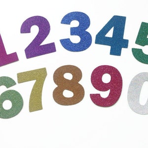 10 Inch Glitter Numbers, Extra Large Glittery Cardstock Paper Die Cut ...