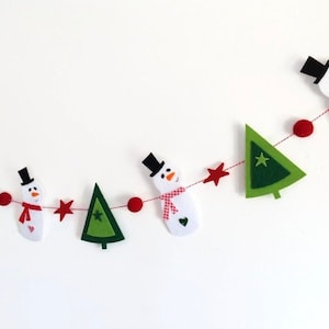 Snowman and Christmas Tree Garland Banner, Winter Wonderland, Handmade ...