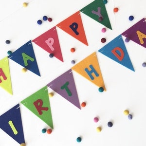 Happy Birthday Felt Banner Garland Decoration - Chose Your Colors ...