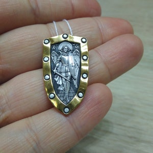 Silver 925 Gold999 Orthodox Pedant Archangel Michael Shield | Etsy